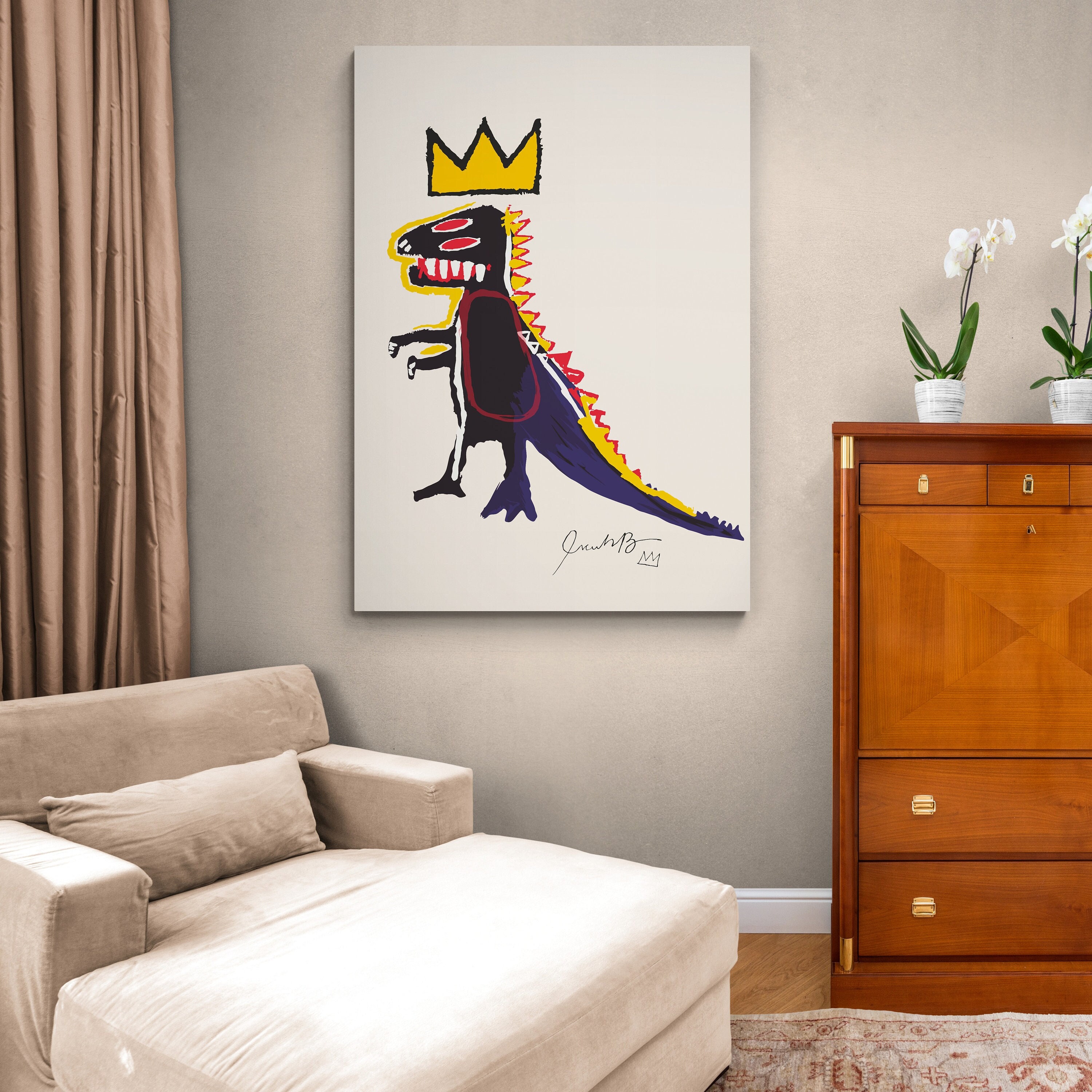Jean Michel Basquiat Painting Dinosaur Canvas Art Jean Michel Basquiat ...