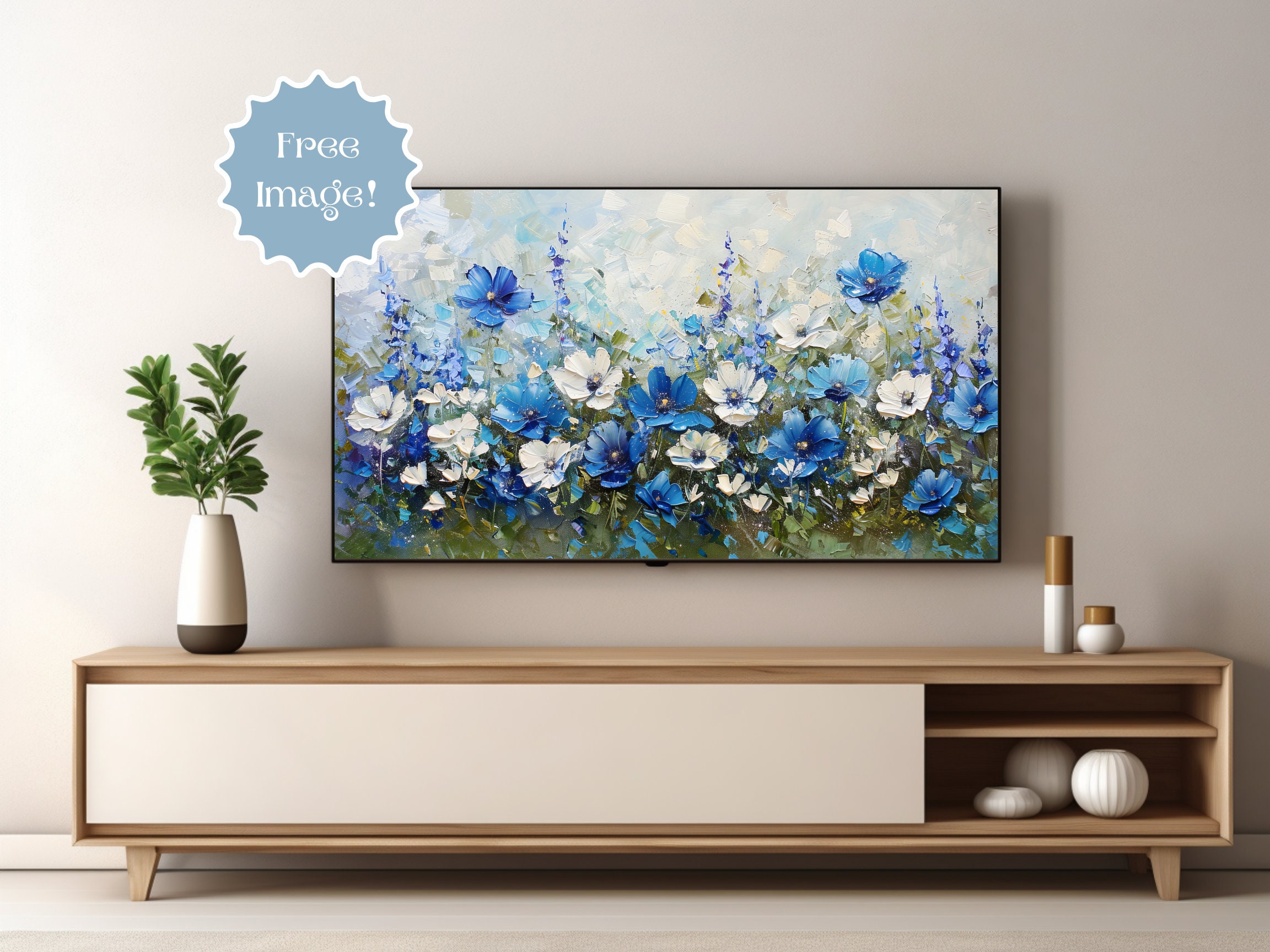 Digital TV Frame Art With Bonus Abstract Spring Flowers, 1 High Quality ...
