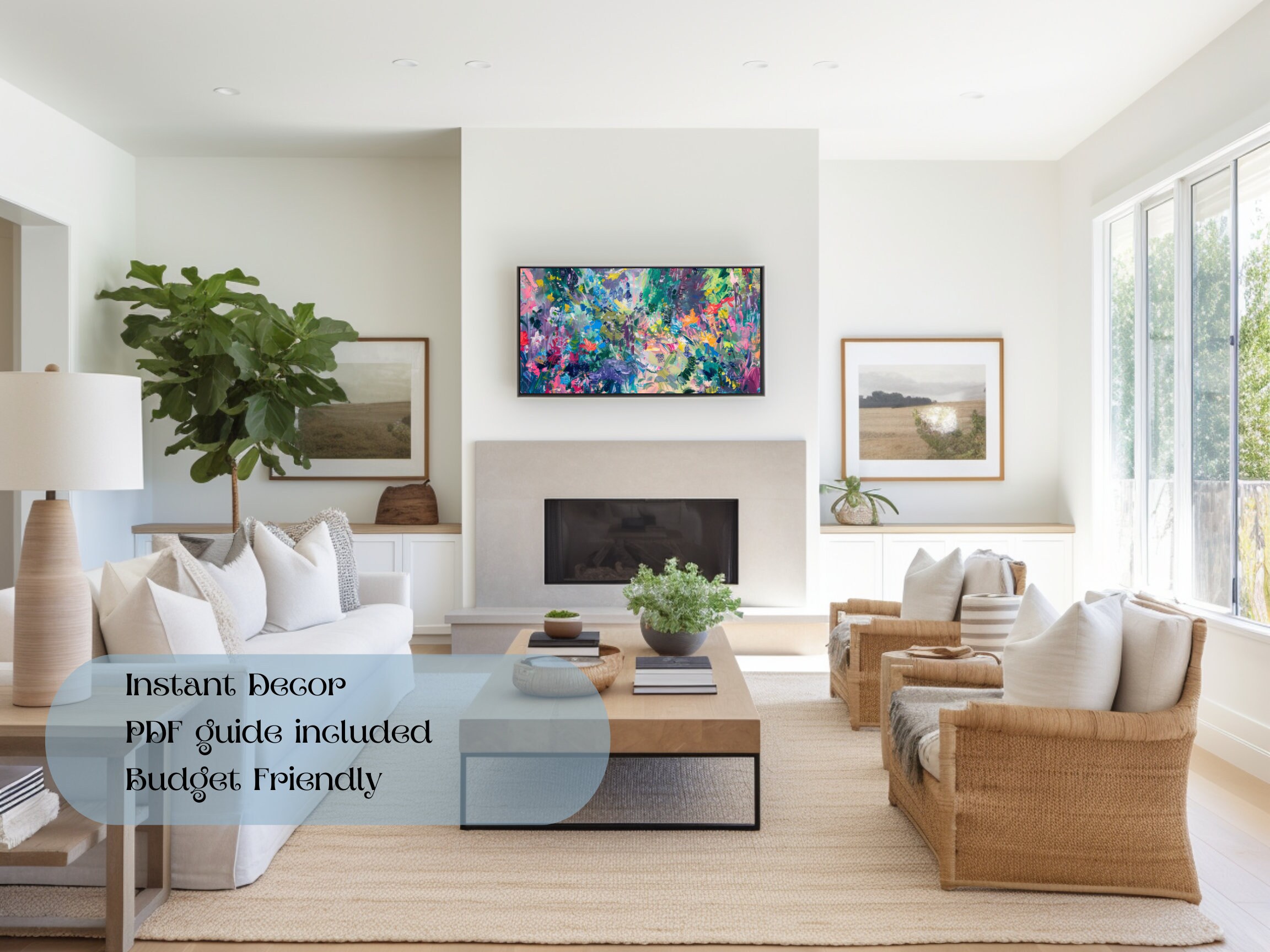 Digital TV Frame Art With Bonus Abstract Spring Flowers, 1 High Quality ...