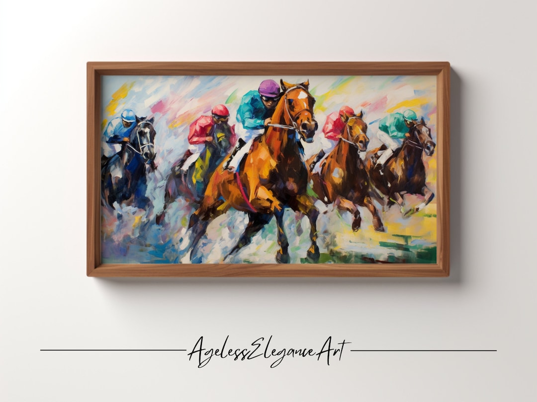 Digital Download Horse Racing Art Printable Horse Race Painting ...