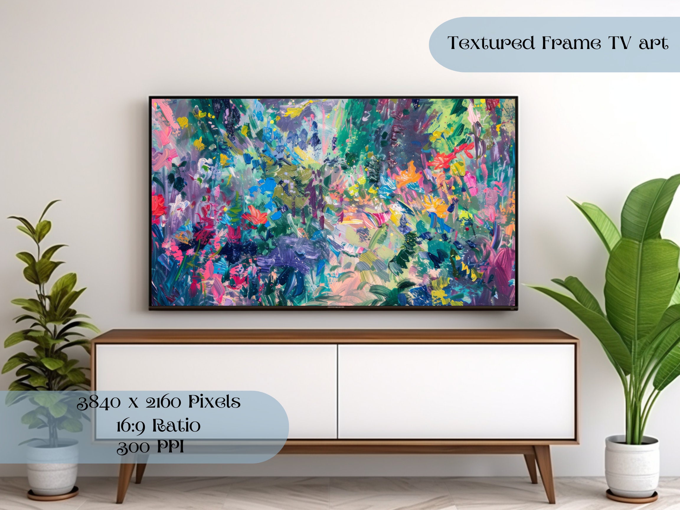Digital TV Frame Art With Bonus Abstract Spring Flowers, 1 High Quality ...