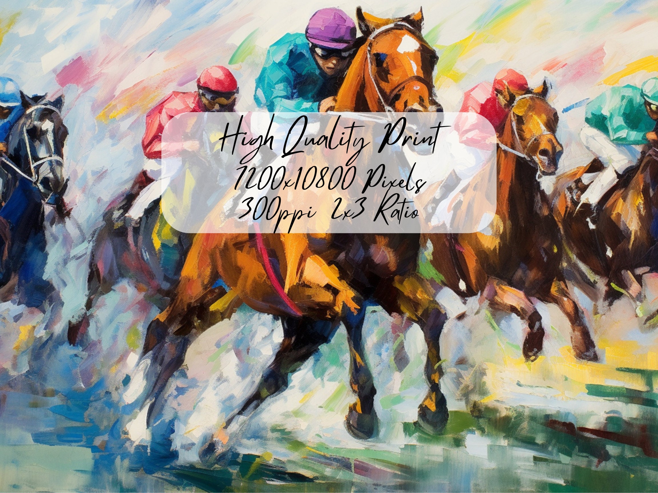 Digital Download Horse Racing Art Printable Horse Race Painting ...
