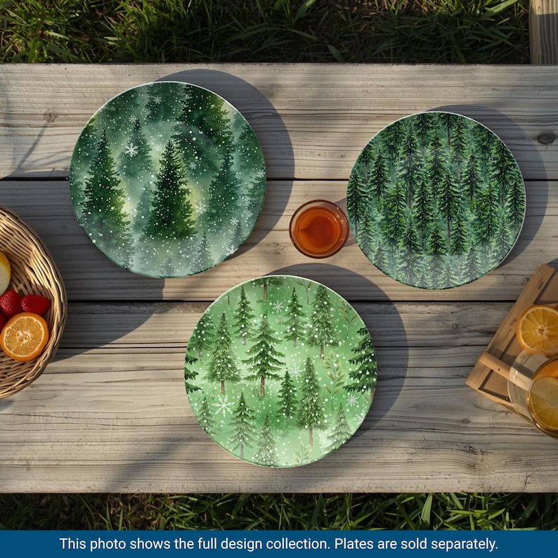Evergreen Forest Plates – Winter Pine Tree Dinnerware Set (10 Inches ...