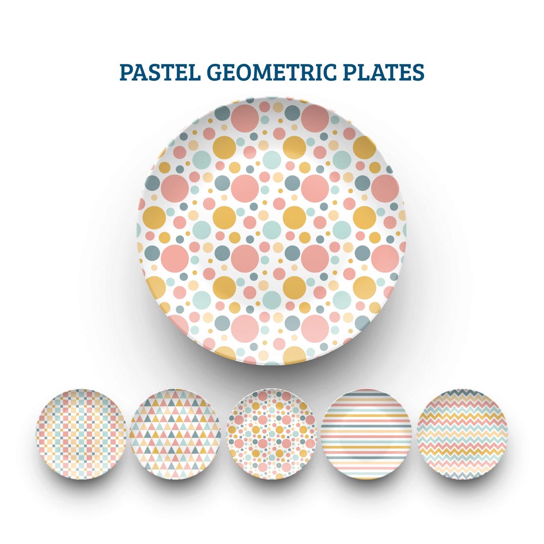 Pastel Geometric Plates for Modern Homes & Minimalist Tables (10 Inches ...