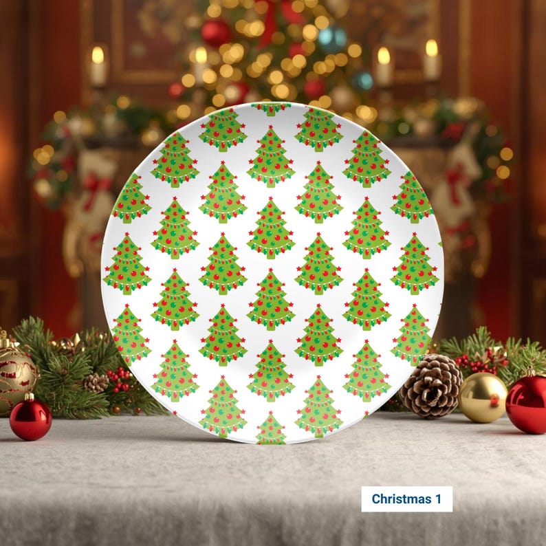Green Christmas Plates: Holiday Tree Dinnerware for Festive Table (10 ...