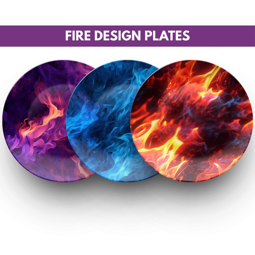 Fire Design Plates, Flame-inspired Dinnerware Set (10 Inches Plates) - Etsy