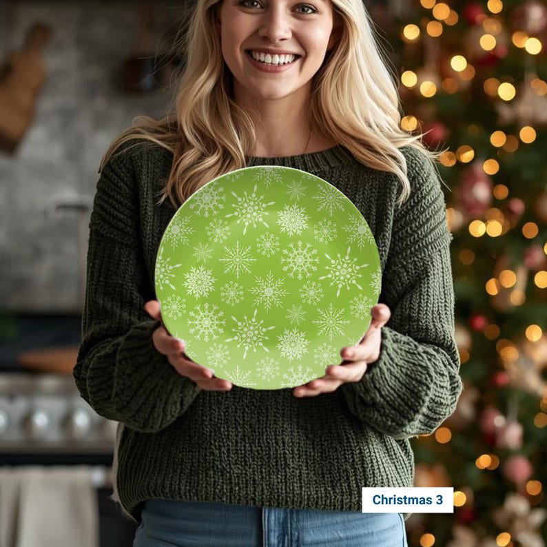 Green Christmas Plates: Holiday Tree Dinnerware for Festive Table (10 ...