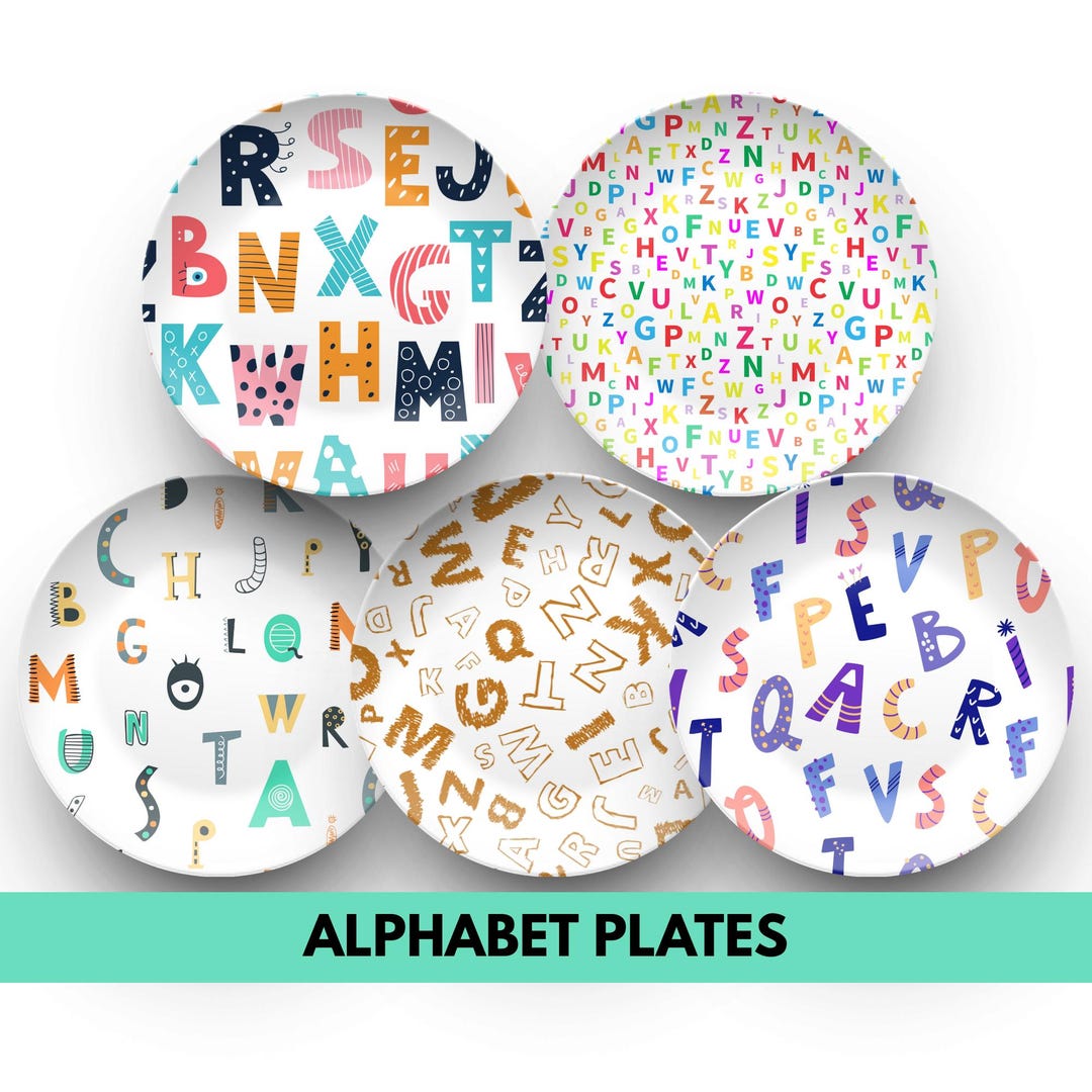 Alphabet Plates: Colorful Letter, Fun Learning Dinnerware for Kids ...