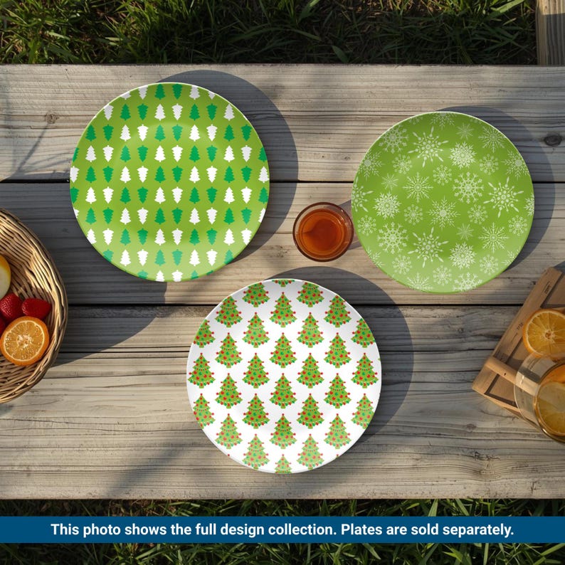 Green Christmas Plates: Holiday Tree Dinnerware for Festive Table (10 ...