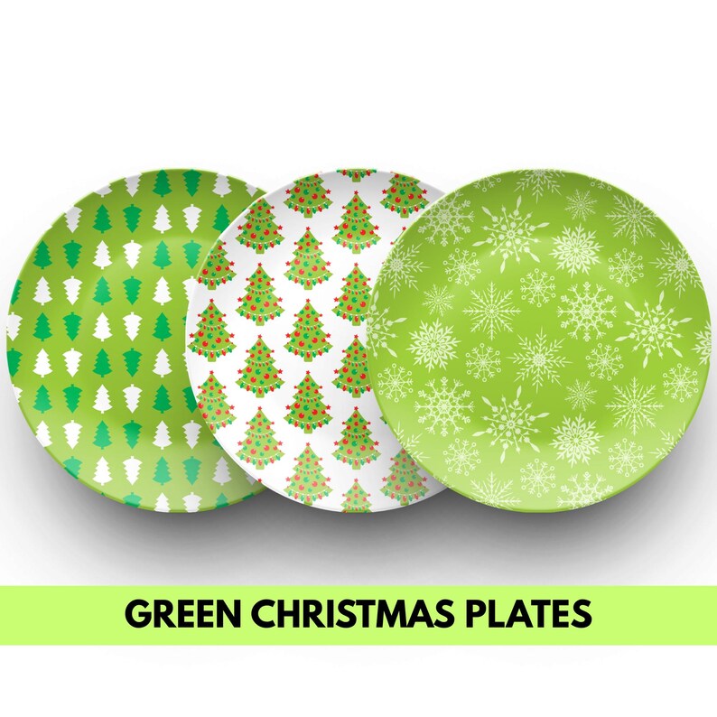 Green Christmas Plates: Holiday Tree Dinnerware for Festive Table (10 ...