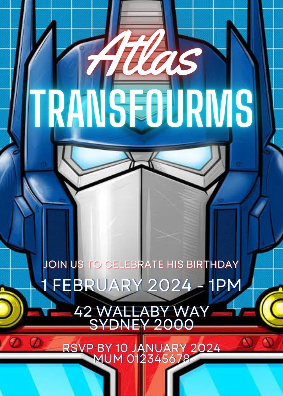 Transfourm Your Birthday - Transformers Themed Birthday Invitation - Etsy