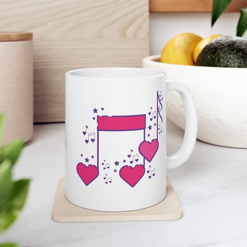 Colorful Music Notes Heart Shape Mug Cute Gift for Music Composers ...