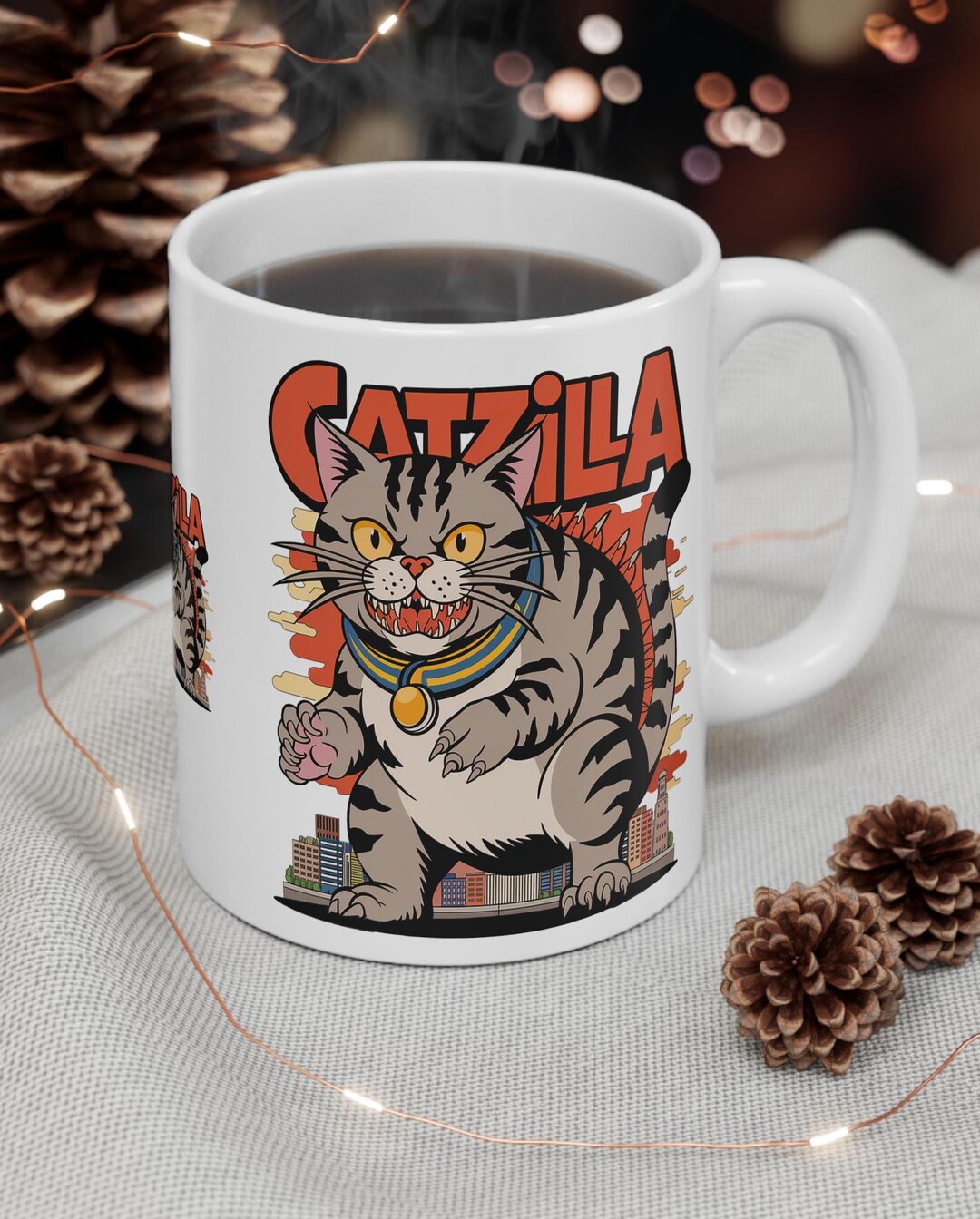 Catzilla Mug, Angry Cat Japanese Art Anime Cat Gifts, for Women Teens ...