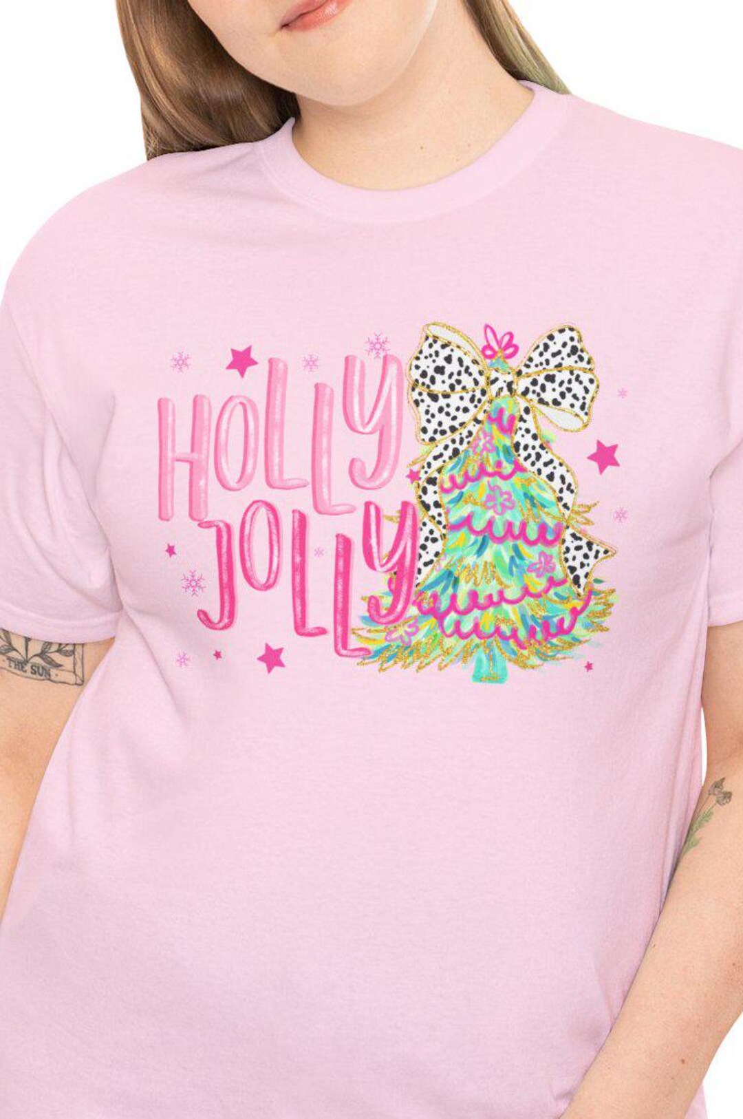 Colorful Glitter Holly Jolly Christmas Design, Festive Christmas Shirt ...