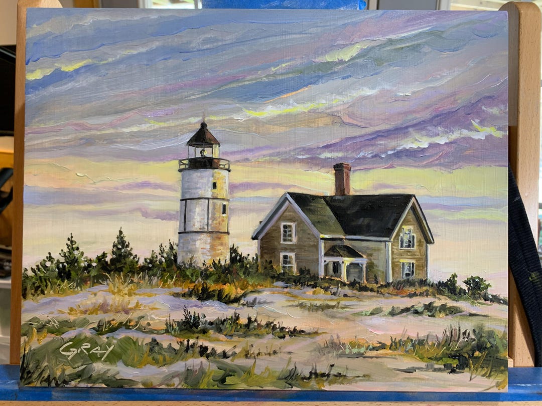 Original Oil Painting of Sandy Neck Lighthouse - Cape Cod Barnstable MA ...