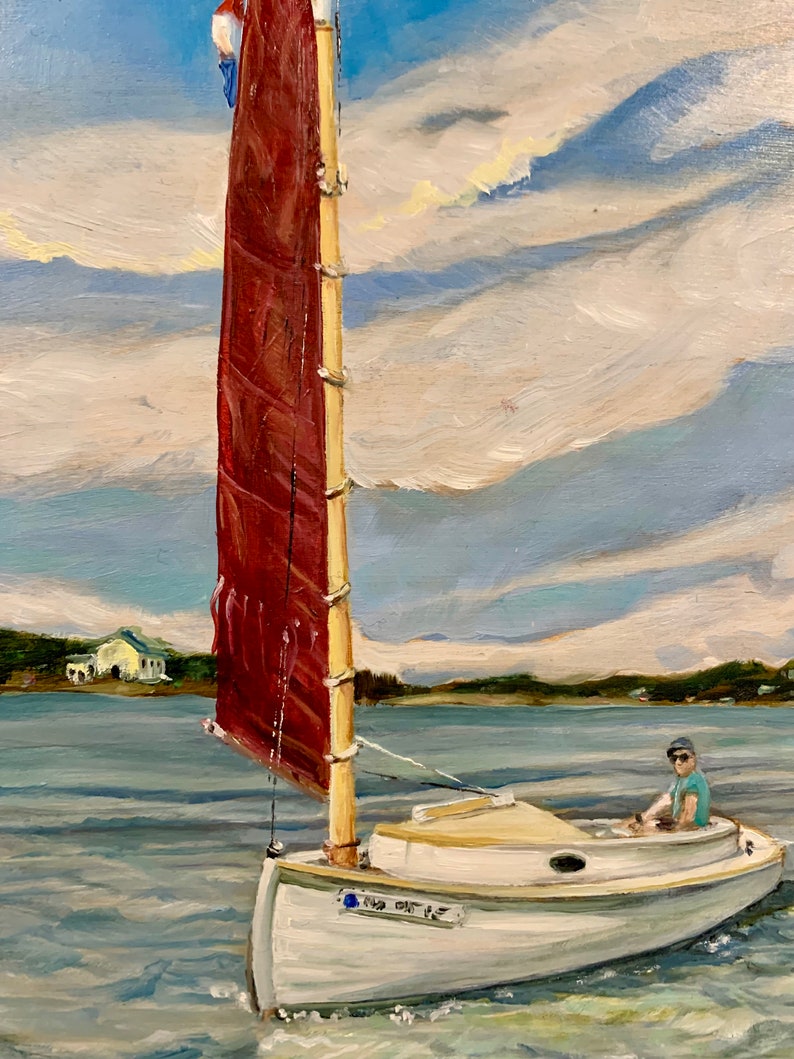 Original Oil Painting of Cape Cod Pleasant Bay Wooden Sail Boat ...