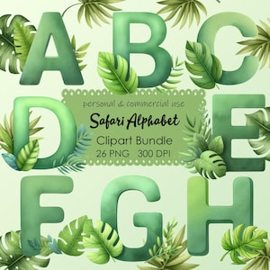 Watercolor Sweet Safari Alphabet Clipart, Safari Clipart, Jungle ...