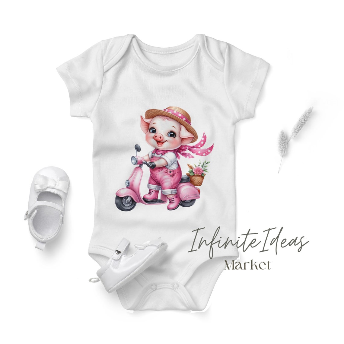 Farm Animal Watercolor Clipart Set 45 Pink Pig PNG Images for Card ...