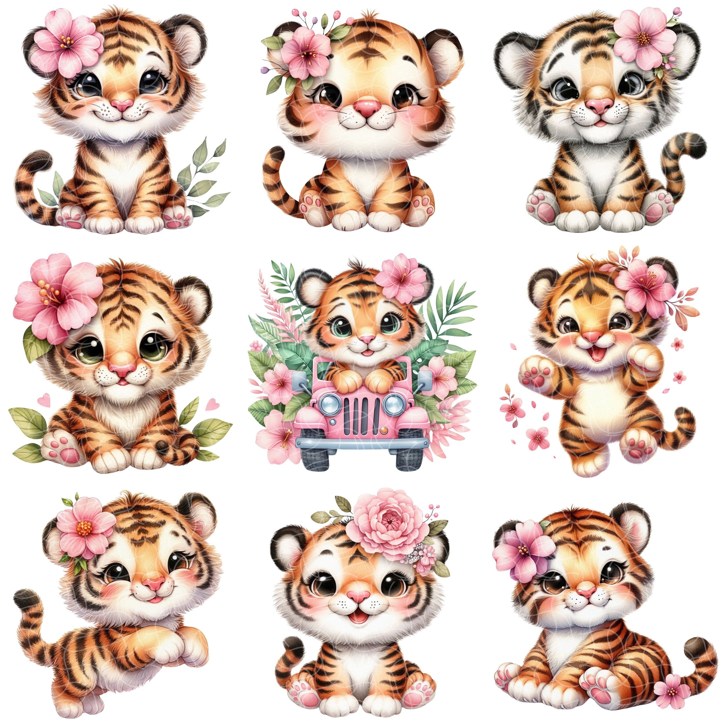 Adorable Tiger Clipart Bundle Instant Digital Download for Nursery and ...