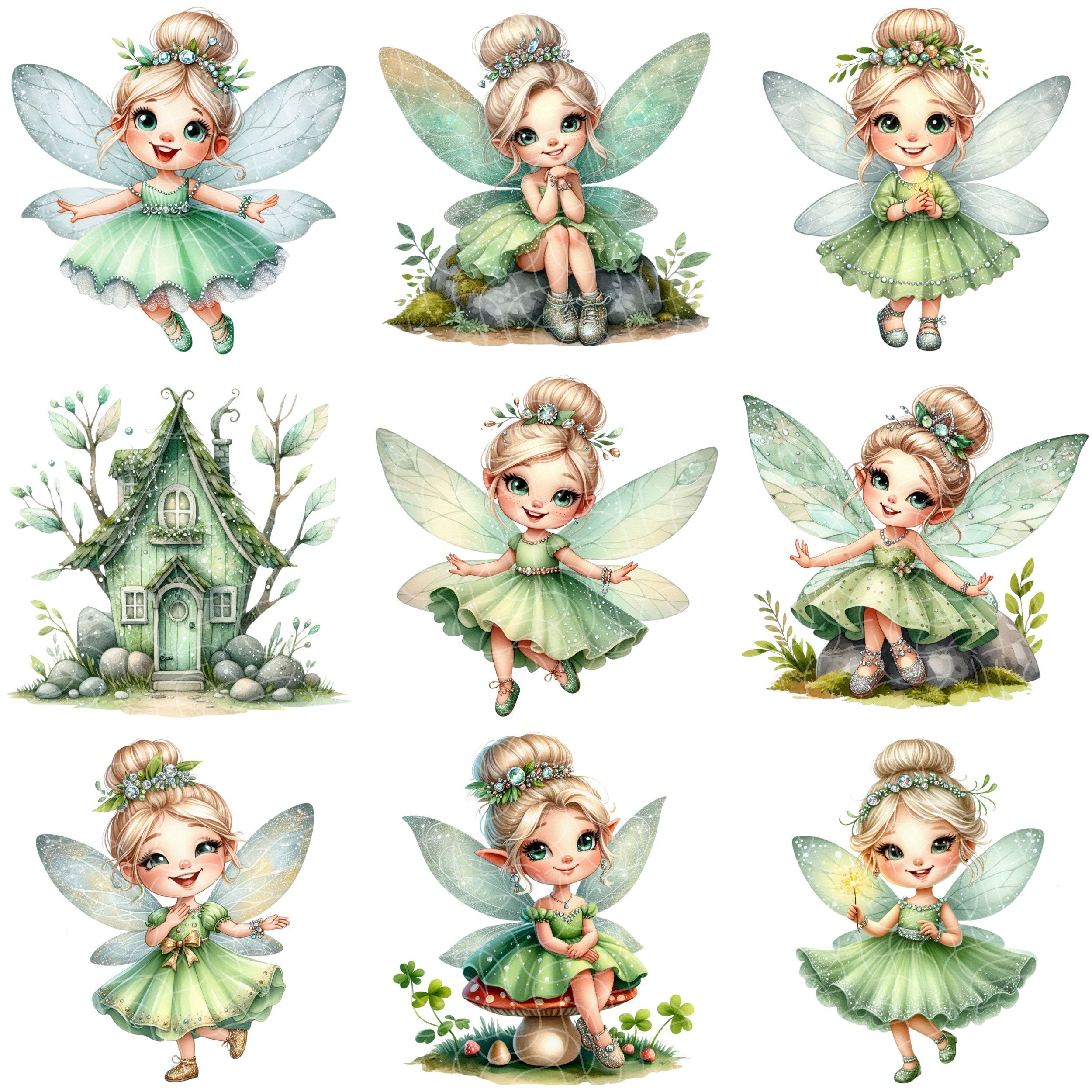 Sweet Fairies Clipart, Green Fairy PNG, Garden Fairies, Fairy Clipart ...