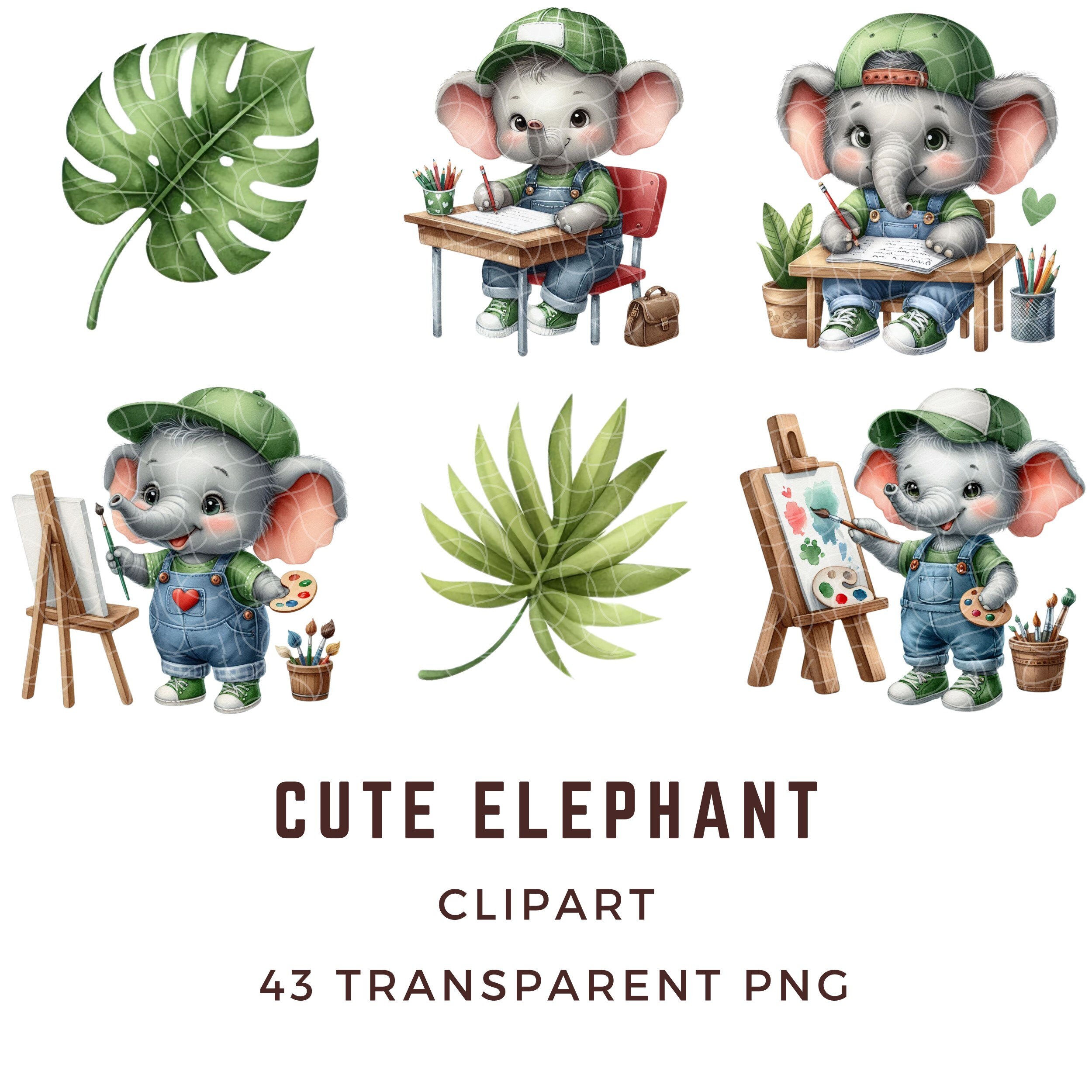 Cute Elephant Clipart, Animals Clipart, Elephant 43 PNG, Kids Clipart ...