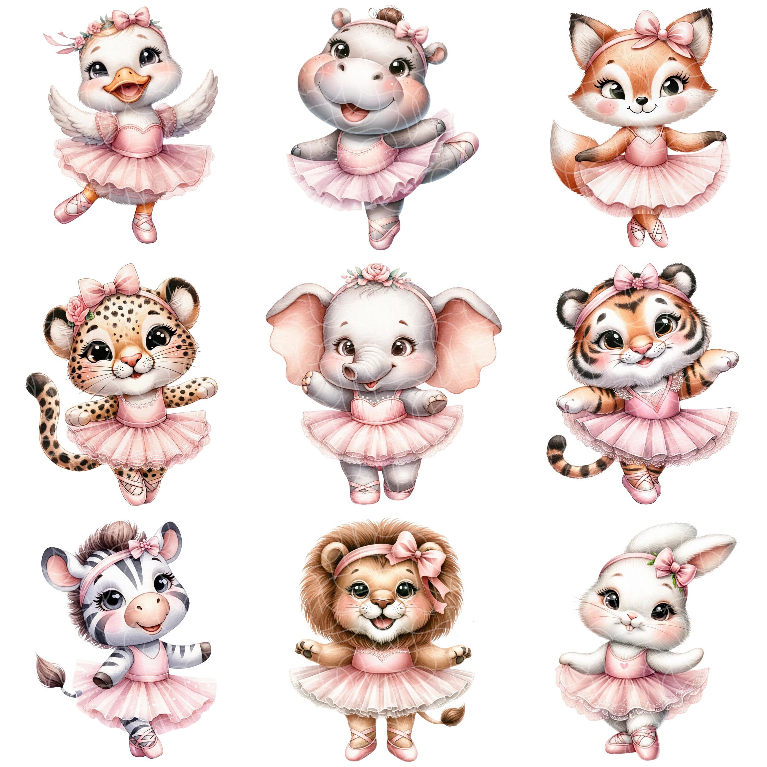 Adorable Ballerina Cuties Clipart Bundle Watercolor Ballerina Animals ...