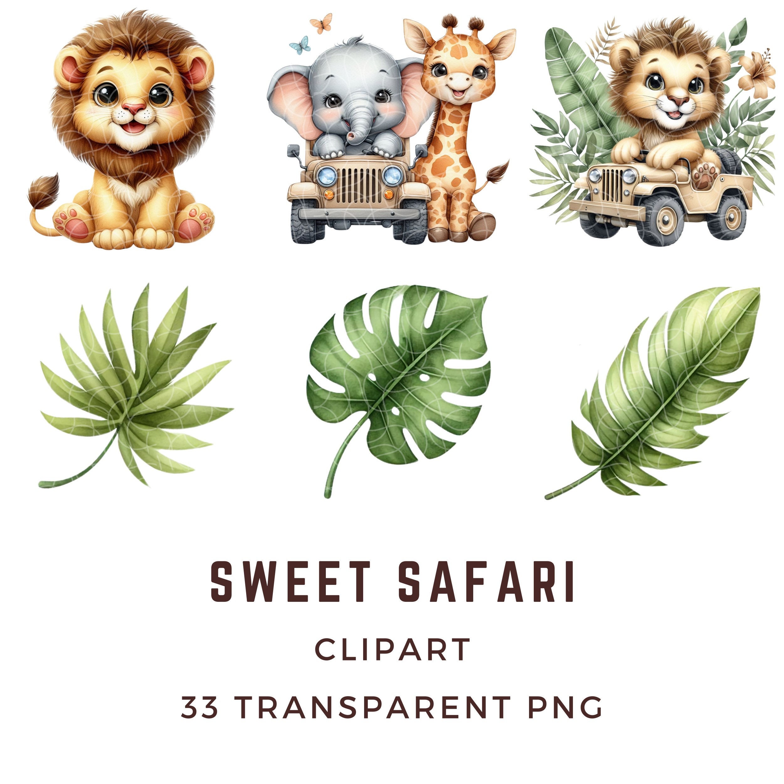 Watercolor Sweet Safari Clipart, Safari Clipart, Jungle Animals Png ...
