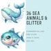 Adorable Glitter Sea Animals Clipart Pack - Cute Underwater Creatures ...