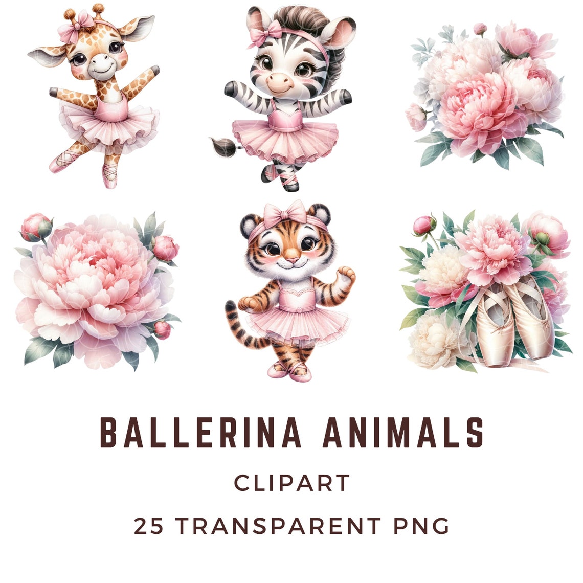 Adorable Ballerina Cuties Clipart Bundle Watercolor Ballerina Animals ...