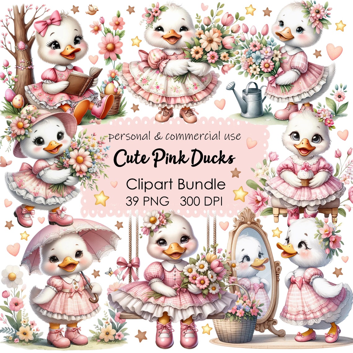 Adorable Set of Cute Pink Ducks for Kids Room Decor Commercial Use - Etsy
