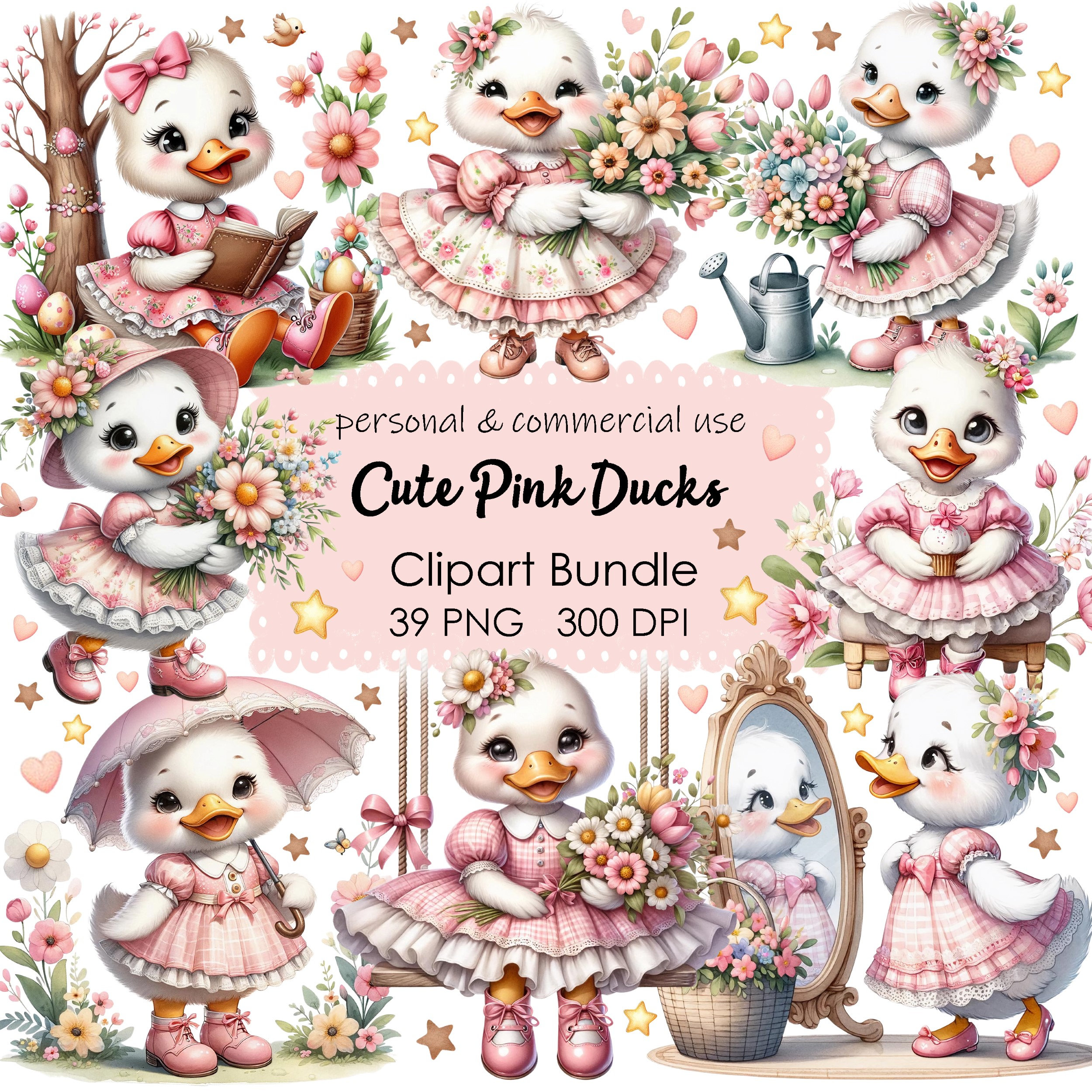 Adorable Set of Cute Pink Ducks for Kids Room Decor Commercial Use - Etsy