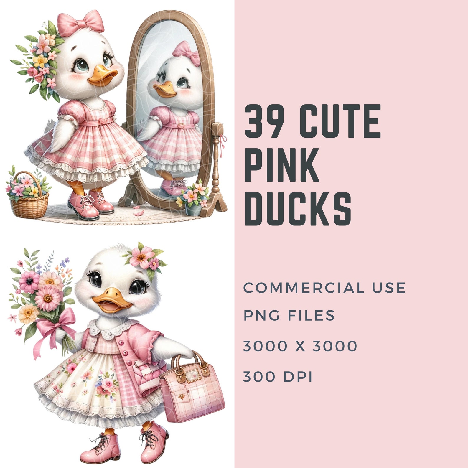 Adorable Set of Cute Pink Ducks for Kids Room Decor Commercial Use - Etsy