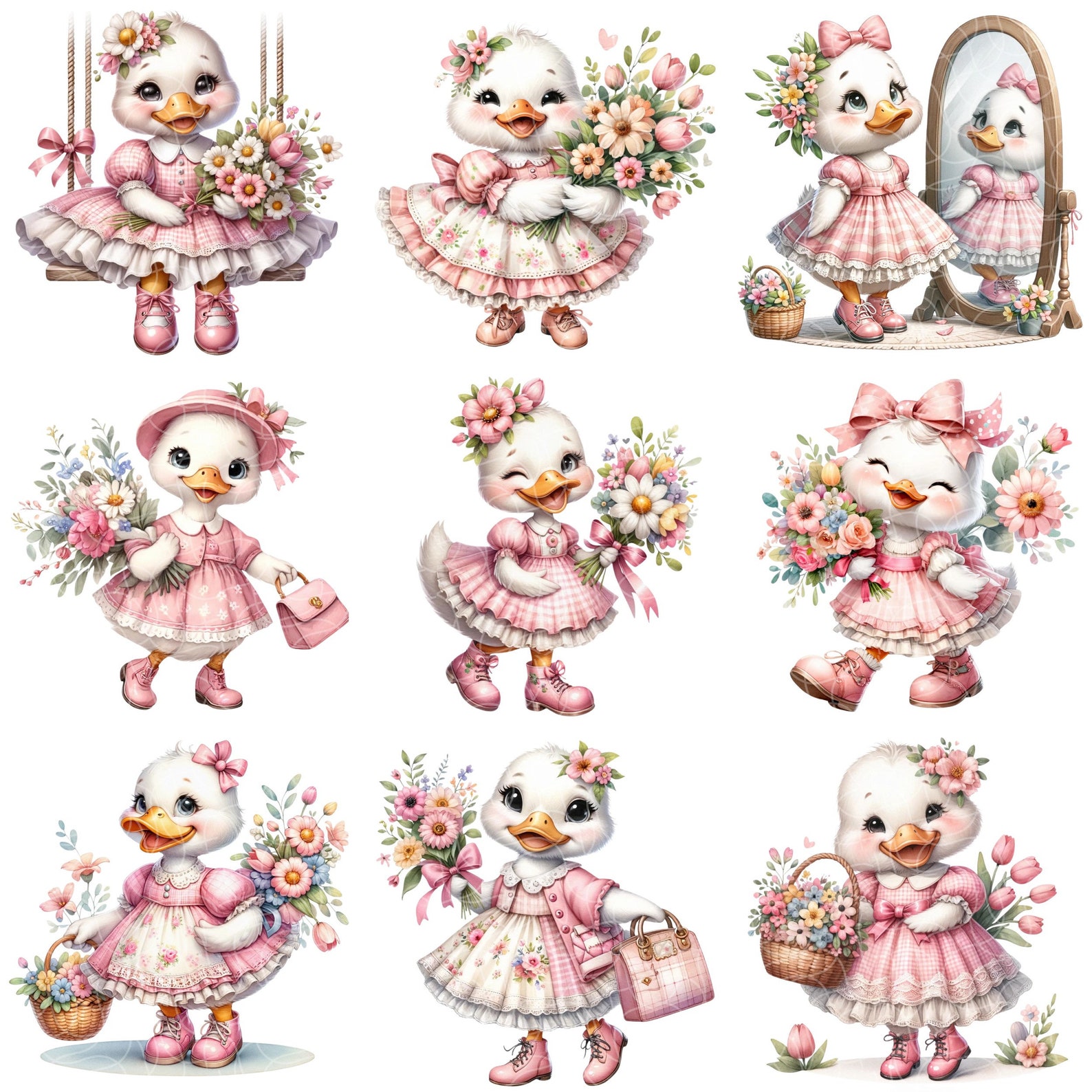 Adorable Set of Cute Pink Ducks for Kids Room Decor Commercial Use - Etsy