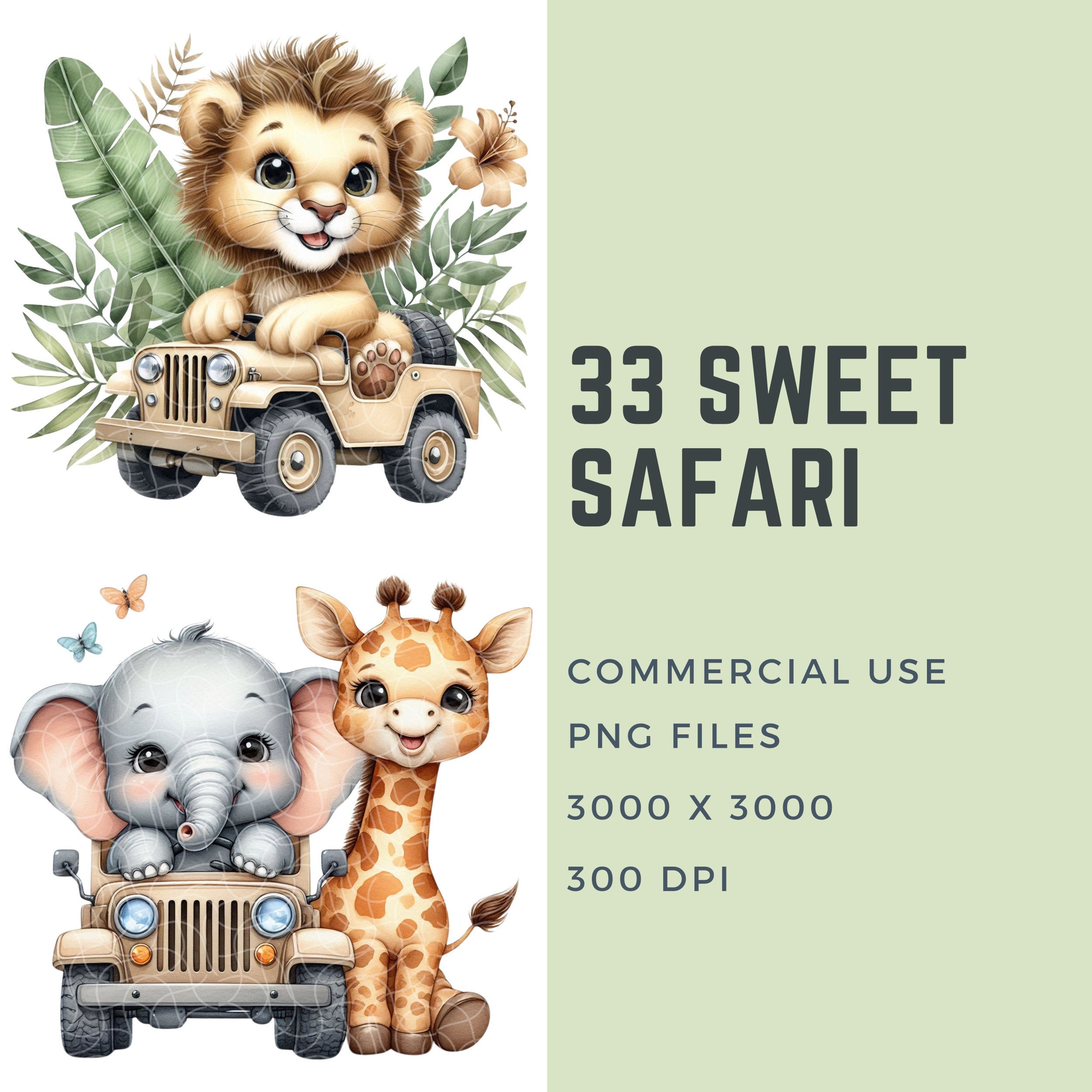Watercolor Sweet Safari Clipart, Safari Clipart, Jungle Animals Png ...
