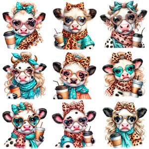 Glamorous Cow Clip Art, Leopard Print Clip Art, 25 PNG Coffee Clipart ...
