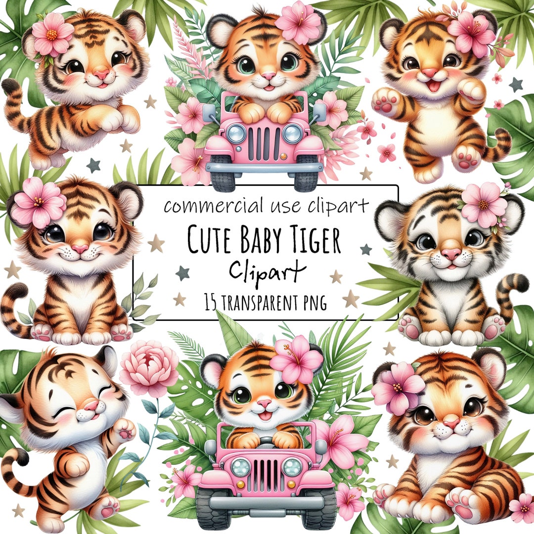 Adorable Tiger Clipart Bundle Instant Digital Download for Nursery and ...
