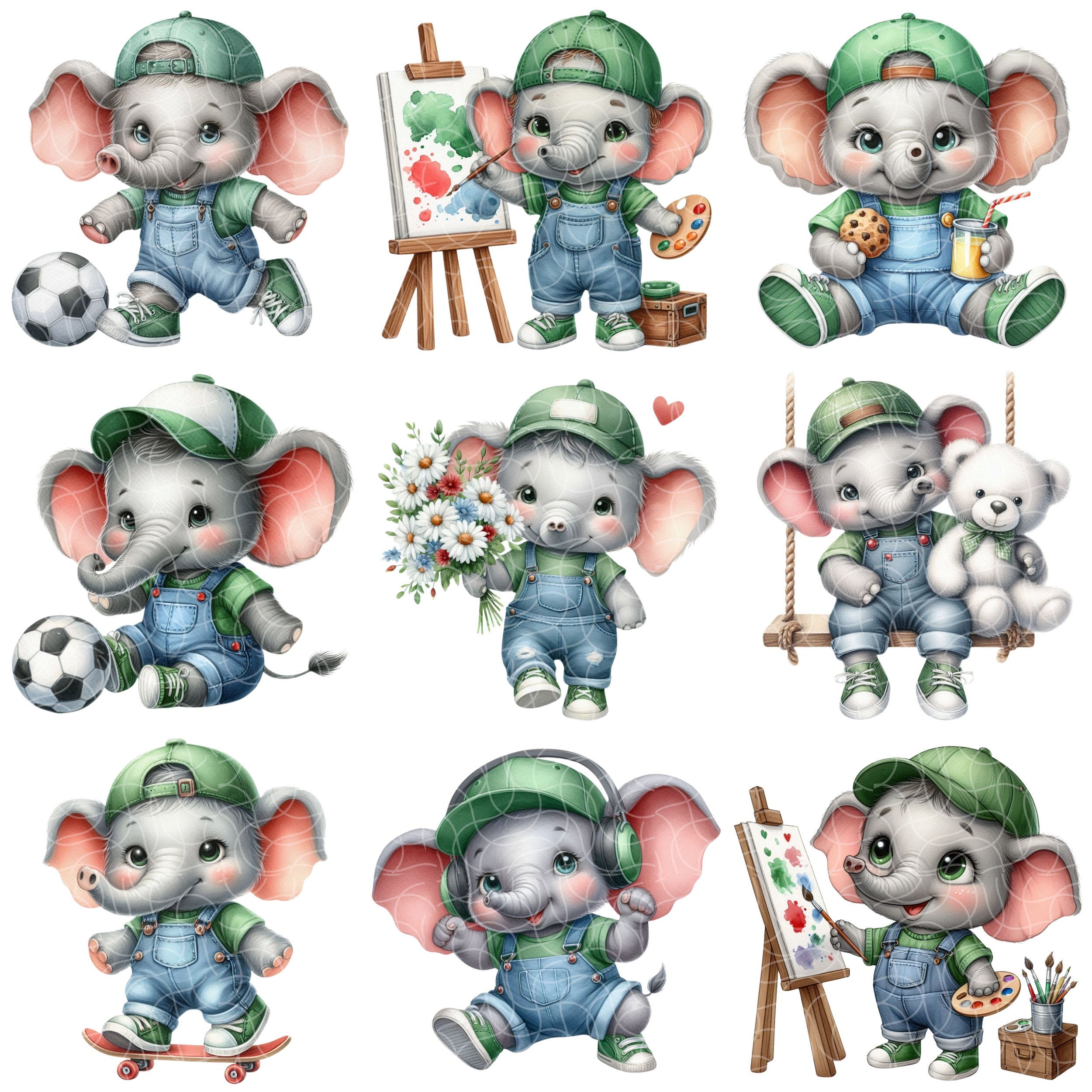 Cute Elephant Clipart, Animals Clipart, Elephant 43 PNG, Kids Clipart ...