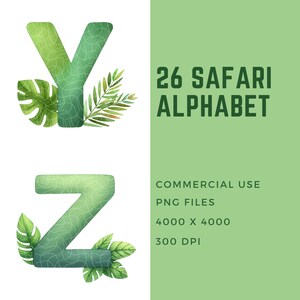 Watercolor Sweet Safari Alphabet Clipart, Safari Clipart, Jungle ...
