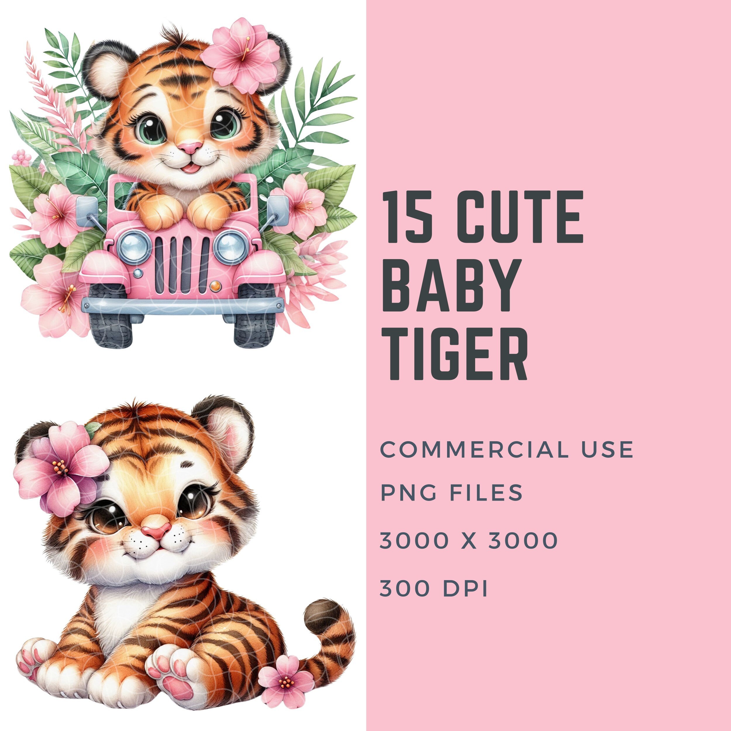 Adorable Tiger Clipart Bundle Instant Digital Download for Nursery and ...