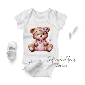 Adorable Watercolor Pink Teddy Bear Clipart Bundle - 23 PNG Cute Baby ...
