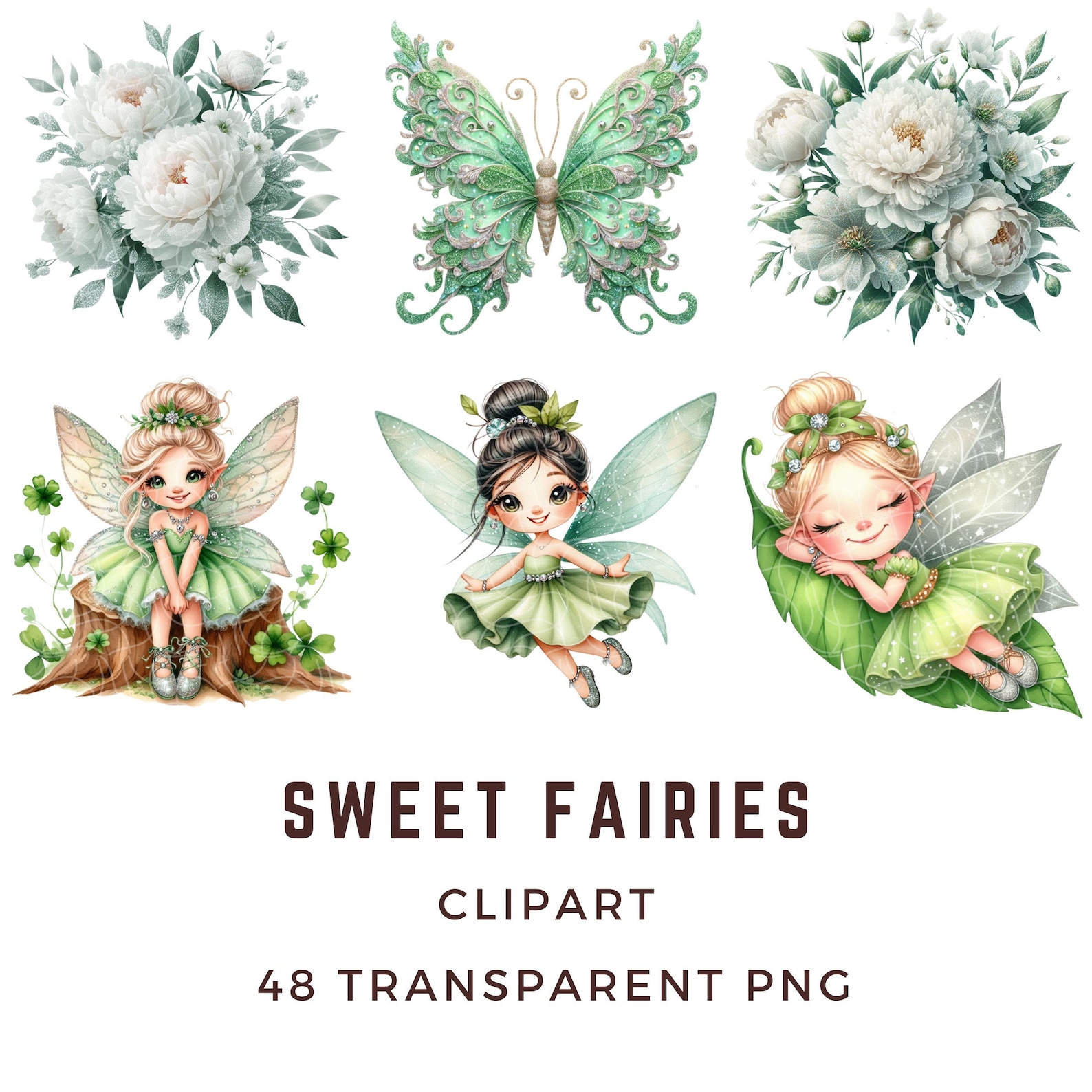 Sweet Fairies Clipart, Green Fairy PNG, Garden Fairies, Fairy Clipart ...