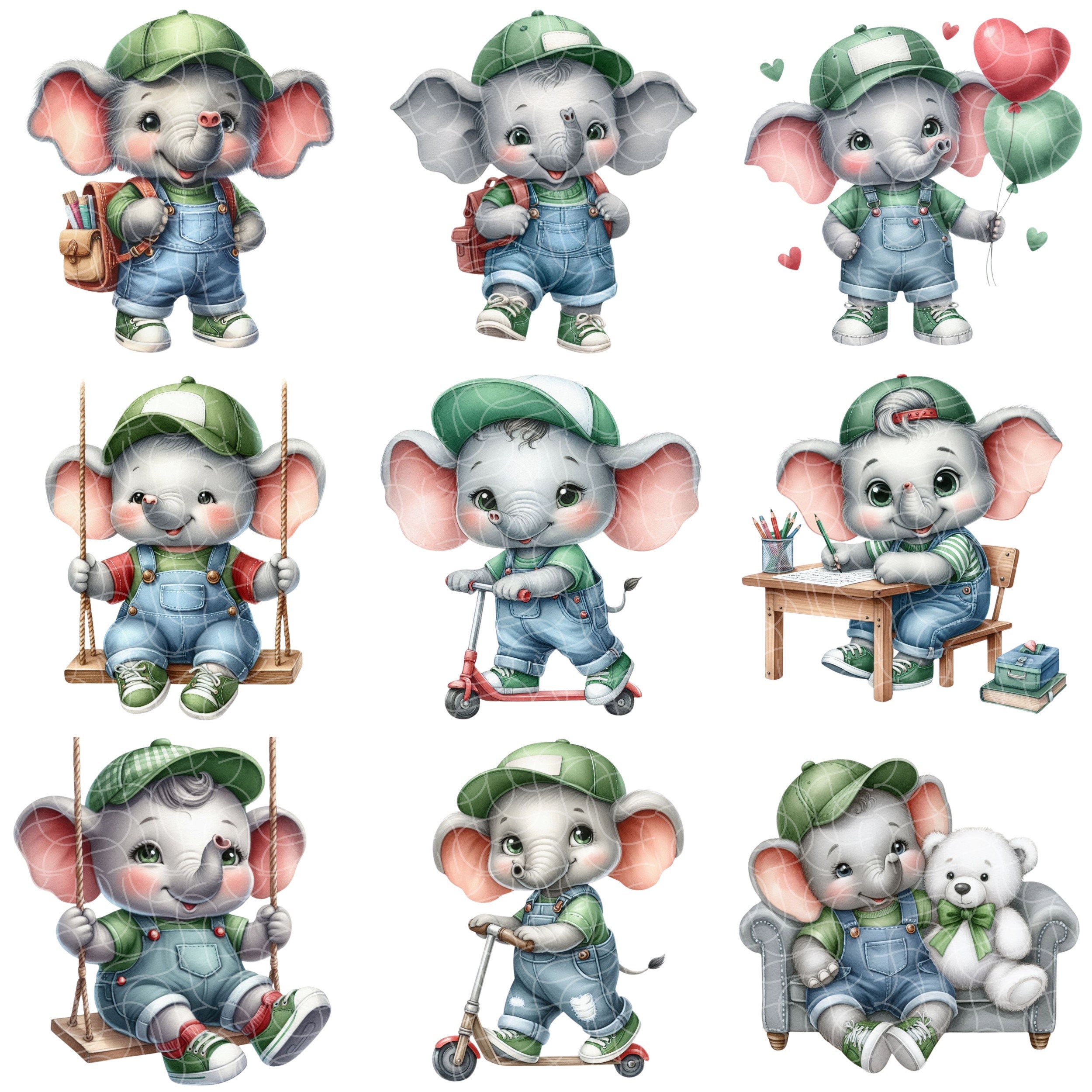 Cute Elephant Clipart, Animals Clipart, Elephant 43 PNG, Kids Clipart ...