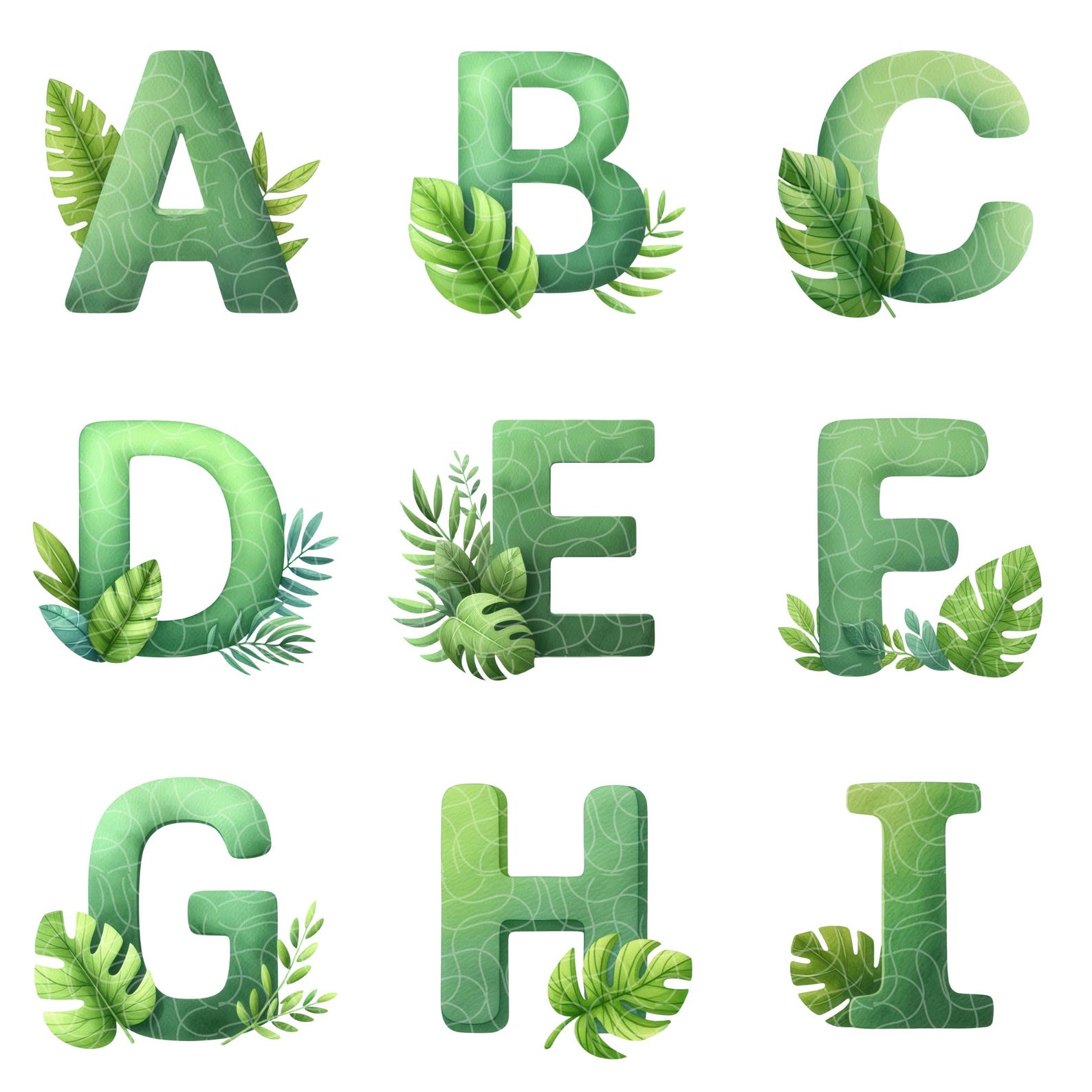 Watercolor Safari Alphabet Clipart: Jungle Nursery Letters (PNG Digital ...
