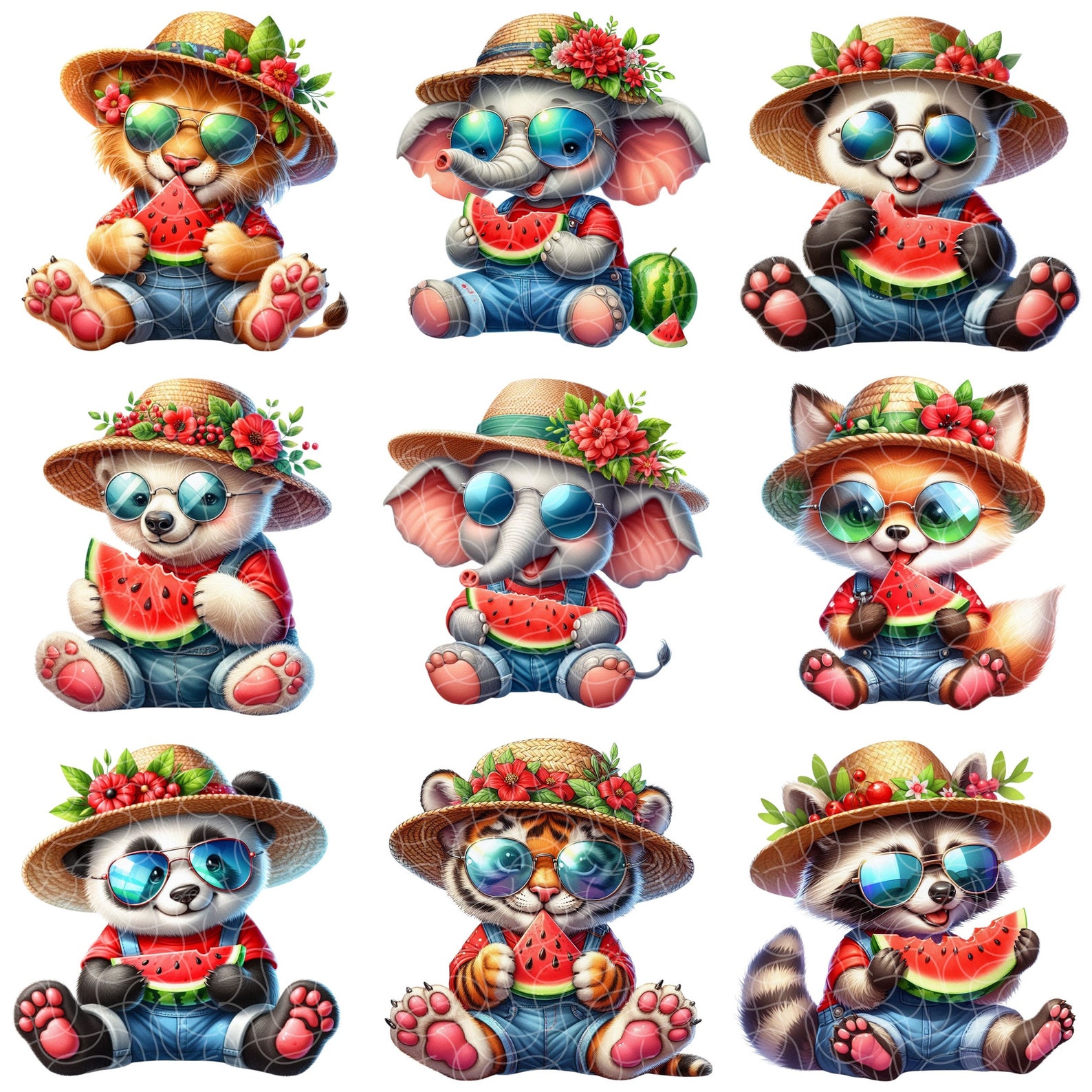 Watermelon Animals Clipart: Summer PNG Bundle (36 Files) - Etsy