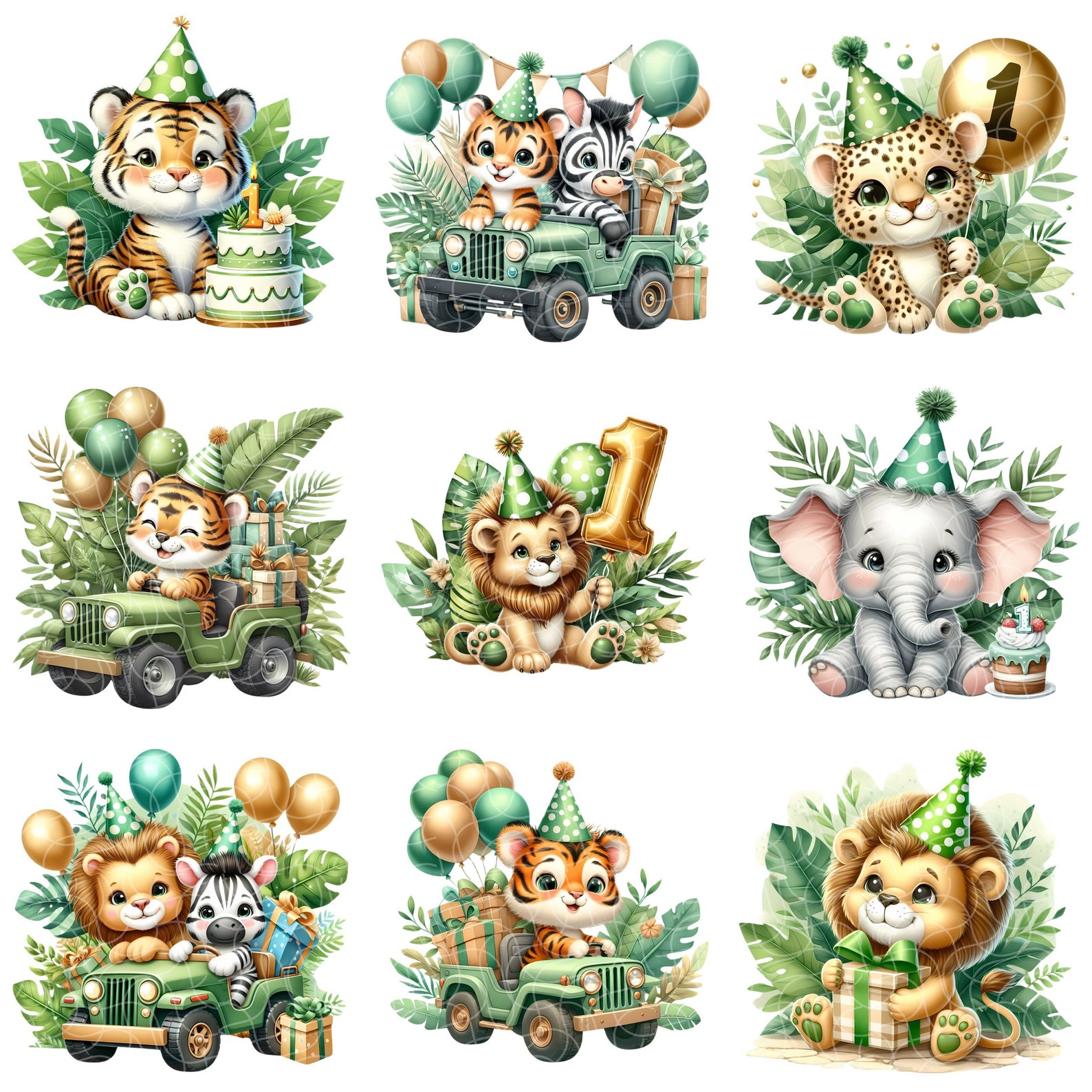 1st Birthday Safari Clipart, Safari Clipart, Jungle Animals Png, Lion ...