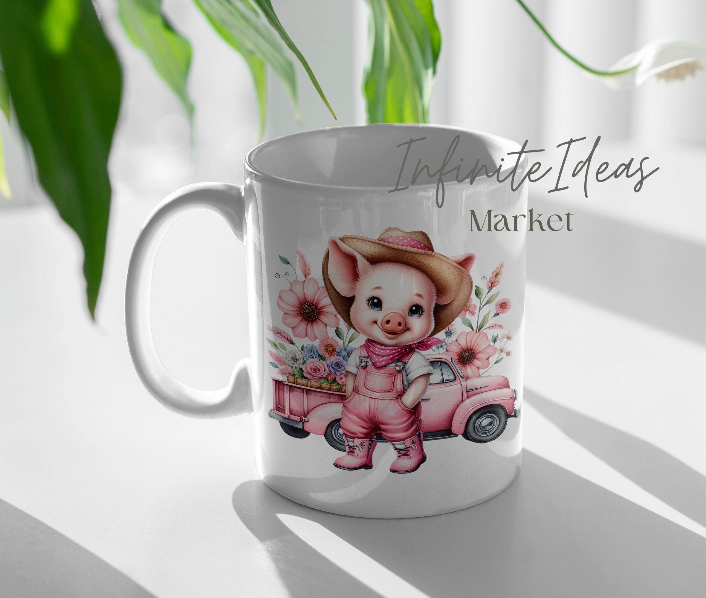 Farm Animal Watercolor Clipart Set 45 Pink Pig PNG Images for Card ...