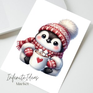 Winter Animals With Hot Chocolate Clipart: Watercolor PNG Bundle ...