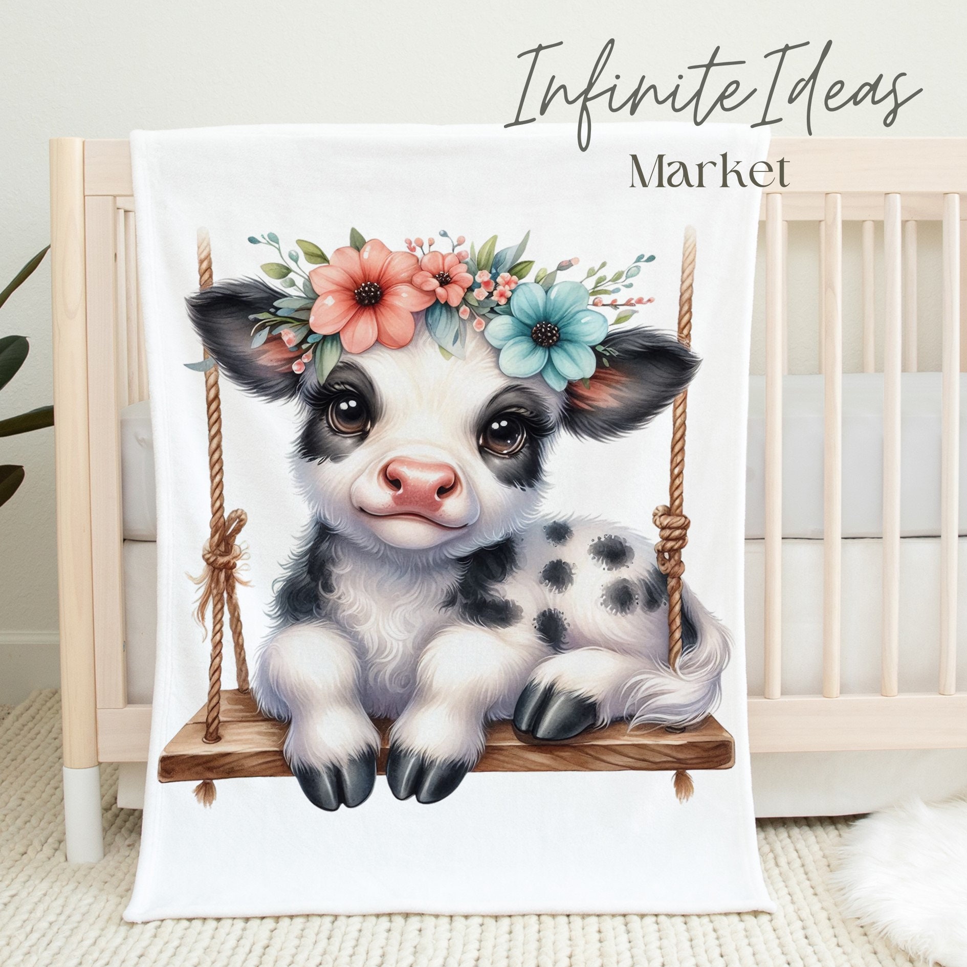 Cute Watercolor Baby Cows Clipart Collection - Instant Download PNG ...