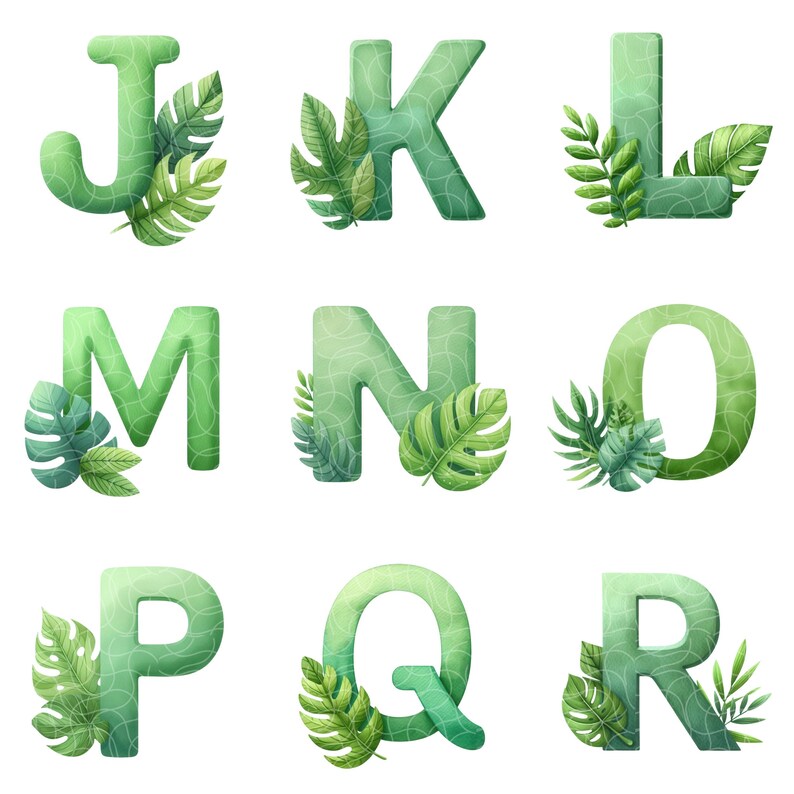 Watercolor Safari Alphabet Clipart: Jungle Nursery Letters (PNG Digital ...
