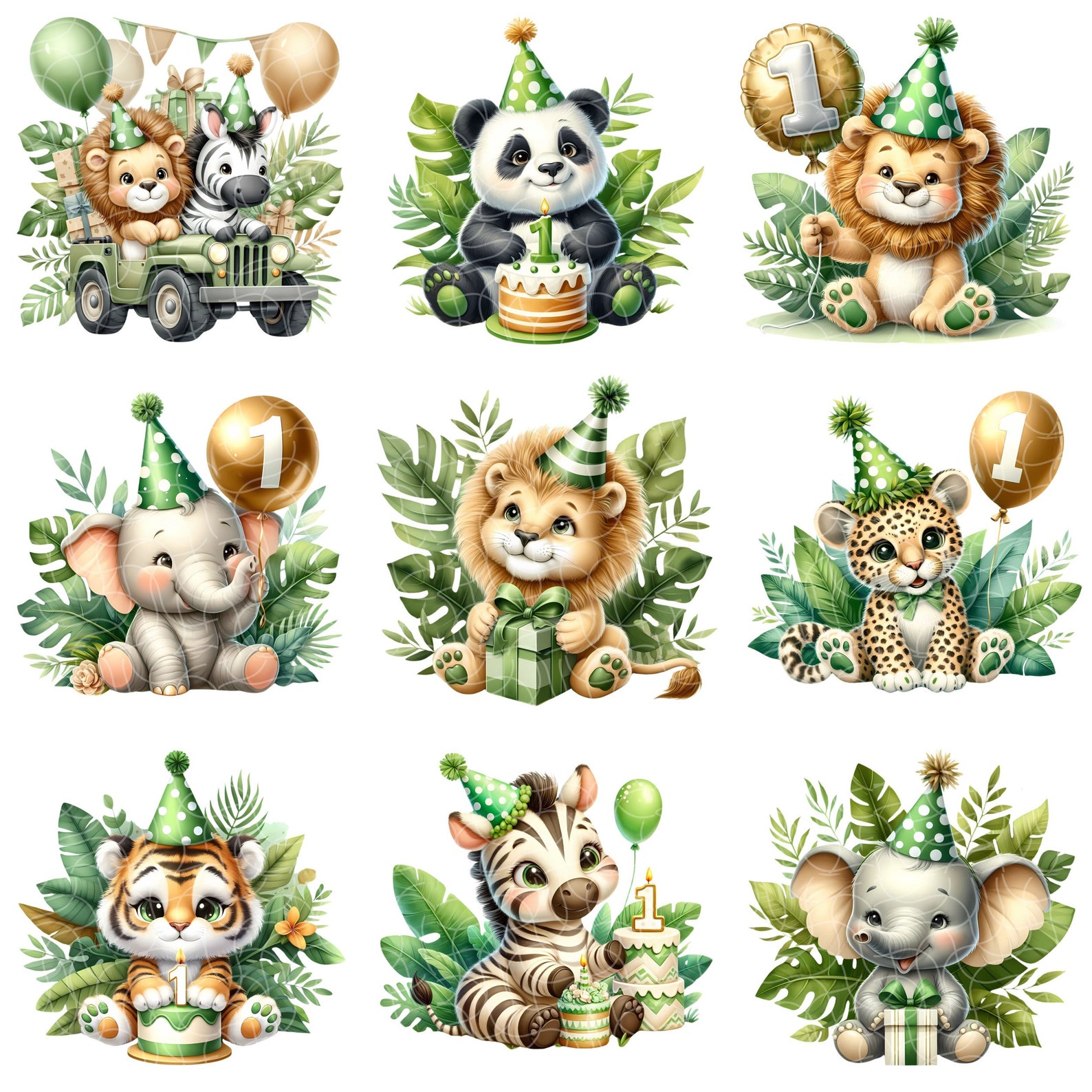 1st Birthday Safari Clipart, Safari Clipart, Jungle Animals Png, Lion ...